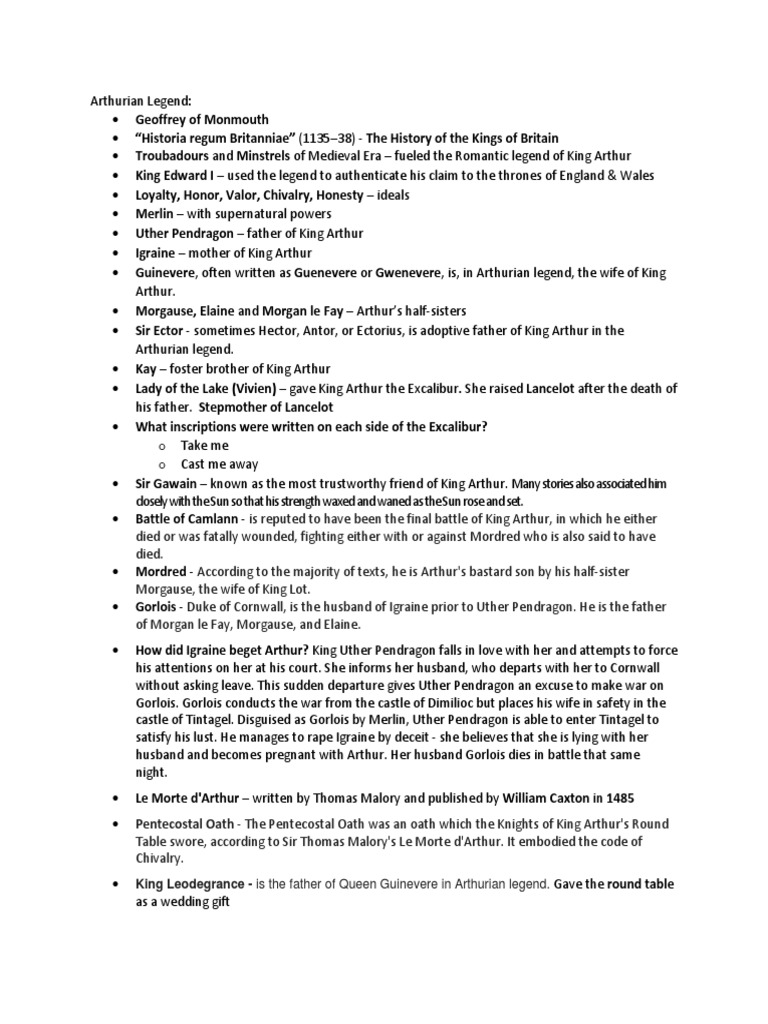 Arthurian Legend | PDF | Welsh Folklore | King Arthur