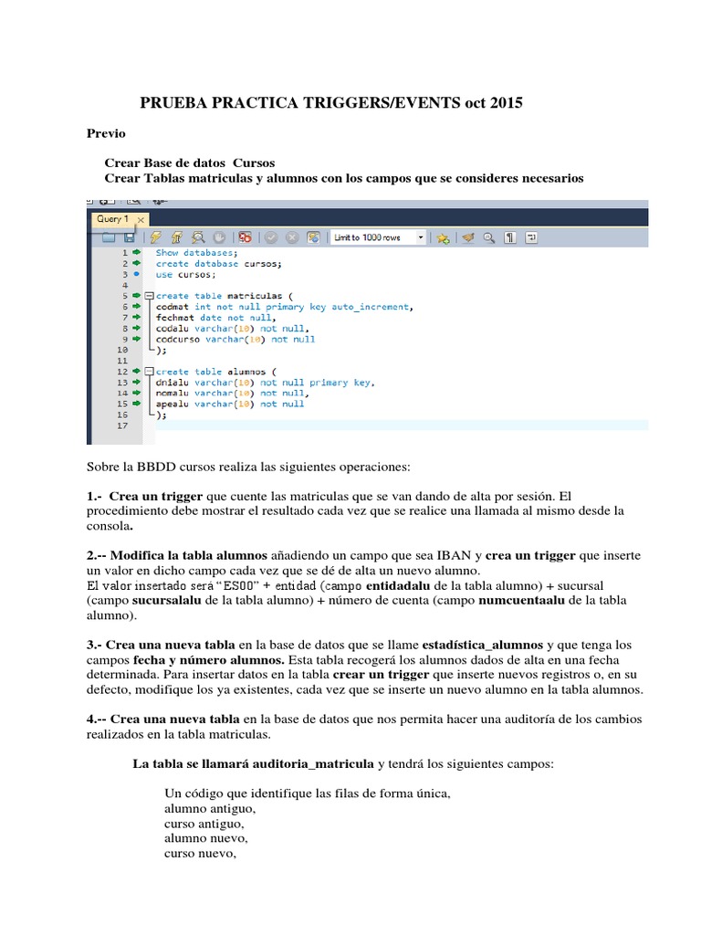 Prueba Practica Triggers | PDF | Tabla (base de datos) | Bases de datos