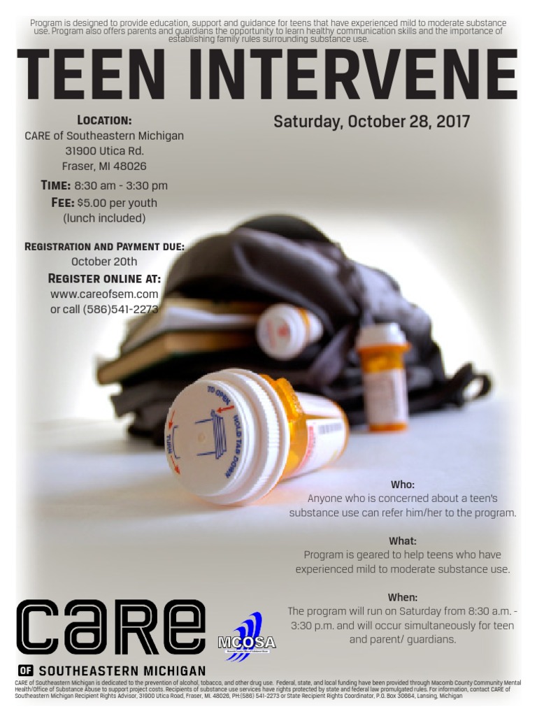 Teen Intervene Flyer 10 2017 | PDF | Substance Abuse | Health Care