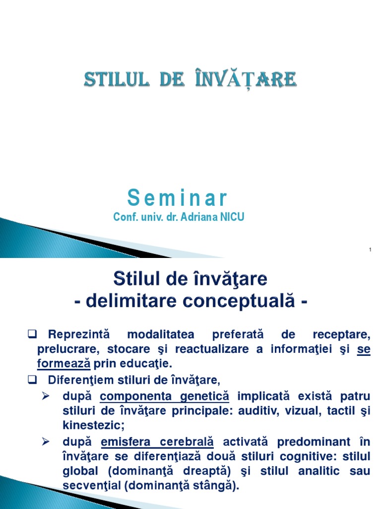 Stilul de Invatare PDF | PDF