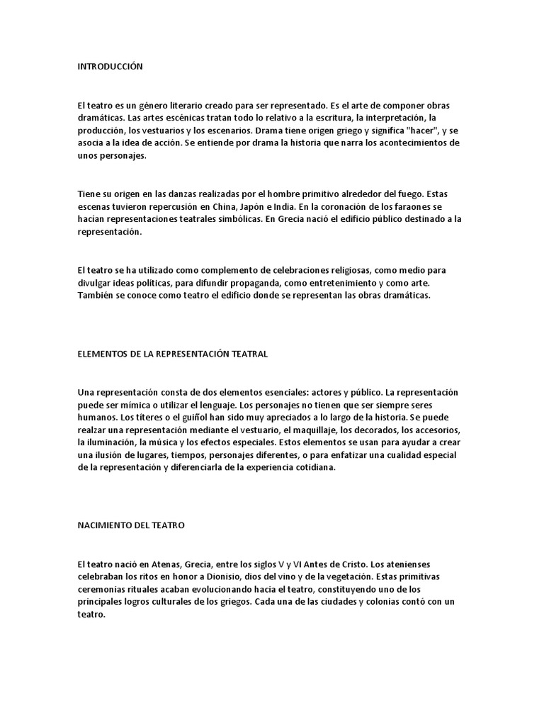 INTRODUCCIÓN | PDF | Teatro | Comedia