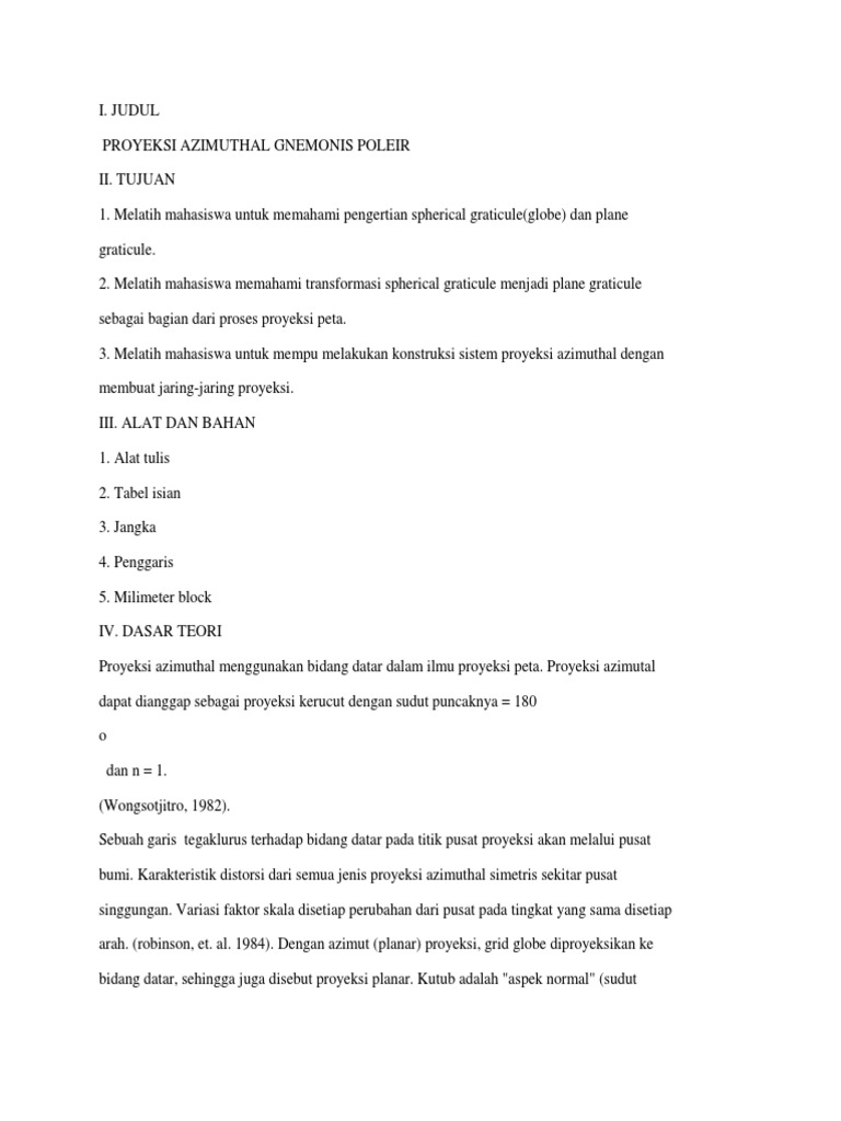 Proyeksi Peta Azimuthal Gnomonis NEW | PDF