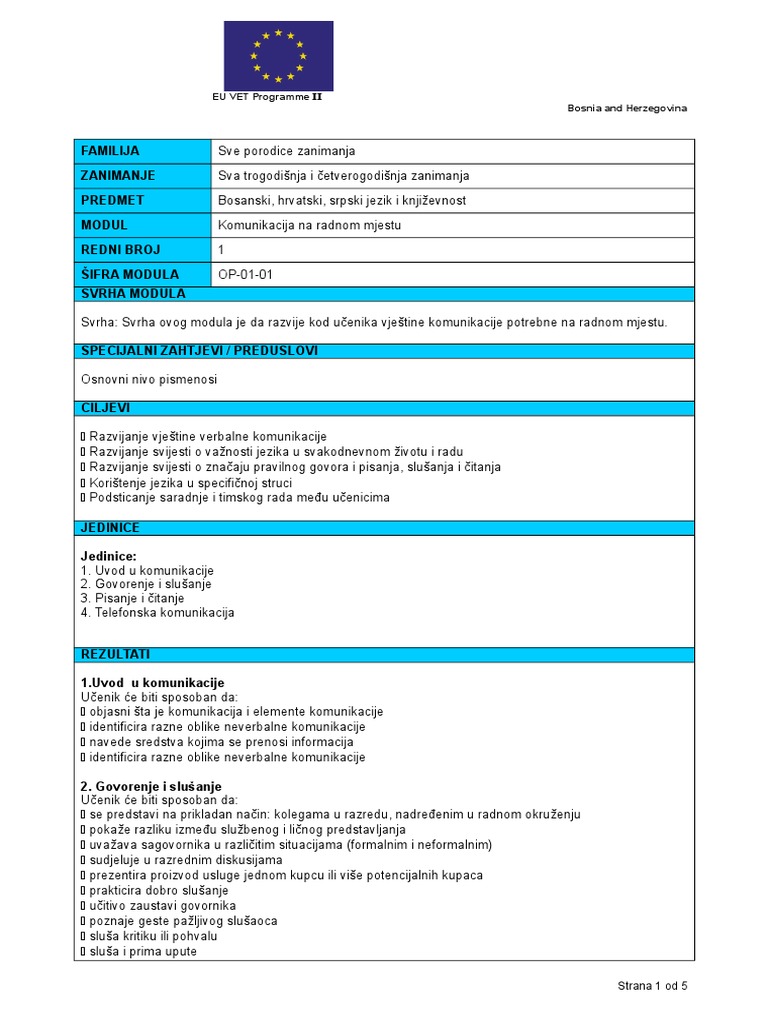 x989-01 Komunikacija Na Radnom Mjestu | PDF