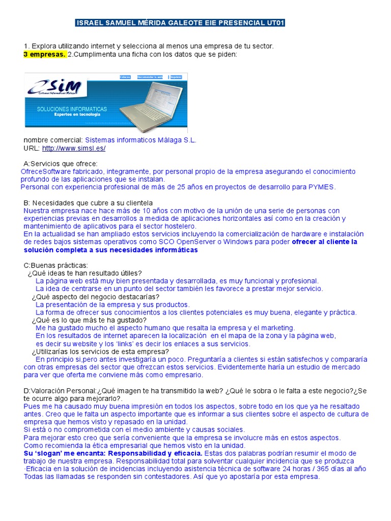 Tarea EIE Ut01 | Descargar gratis PDF | Cliente | Internet