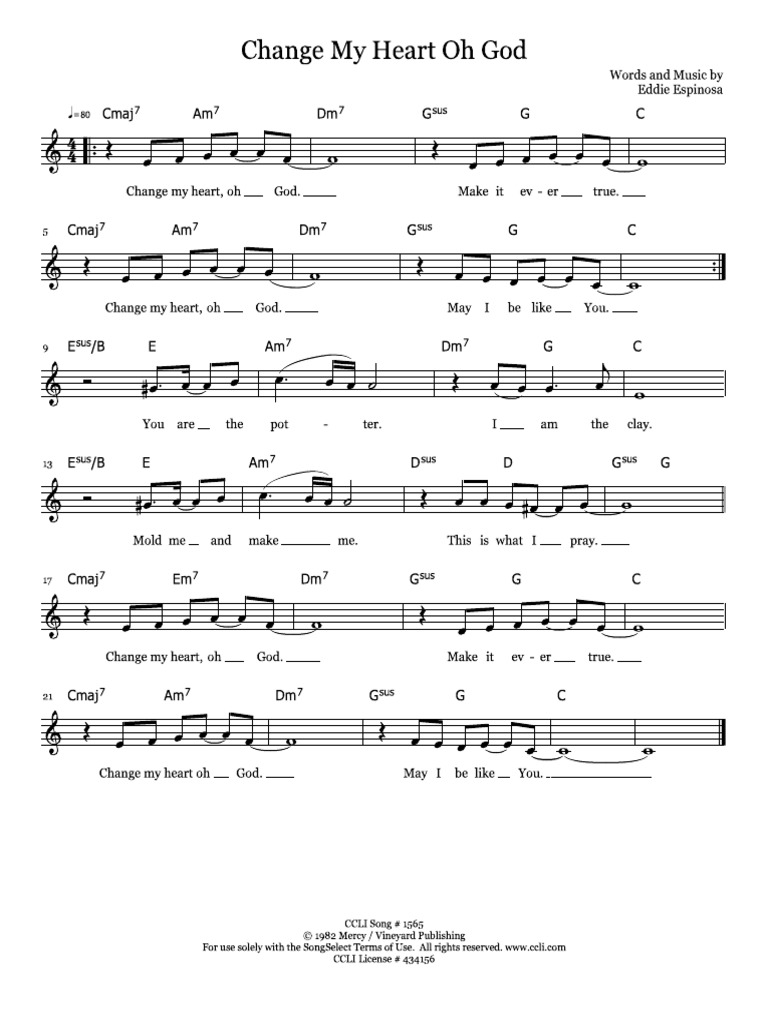 Change My Heart O God (Lead) C Maj