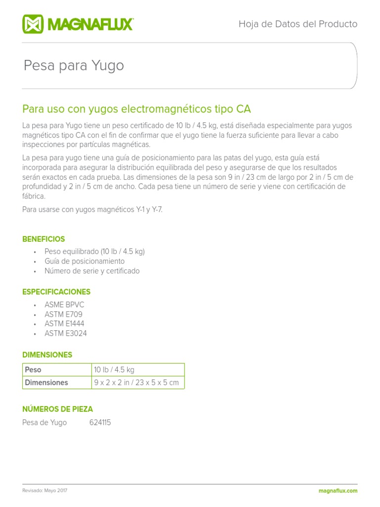 Yoke Test Weight PDS Spanish | PDF