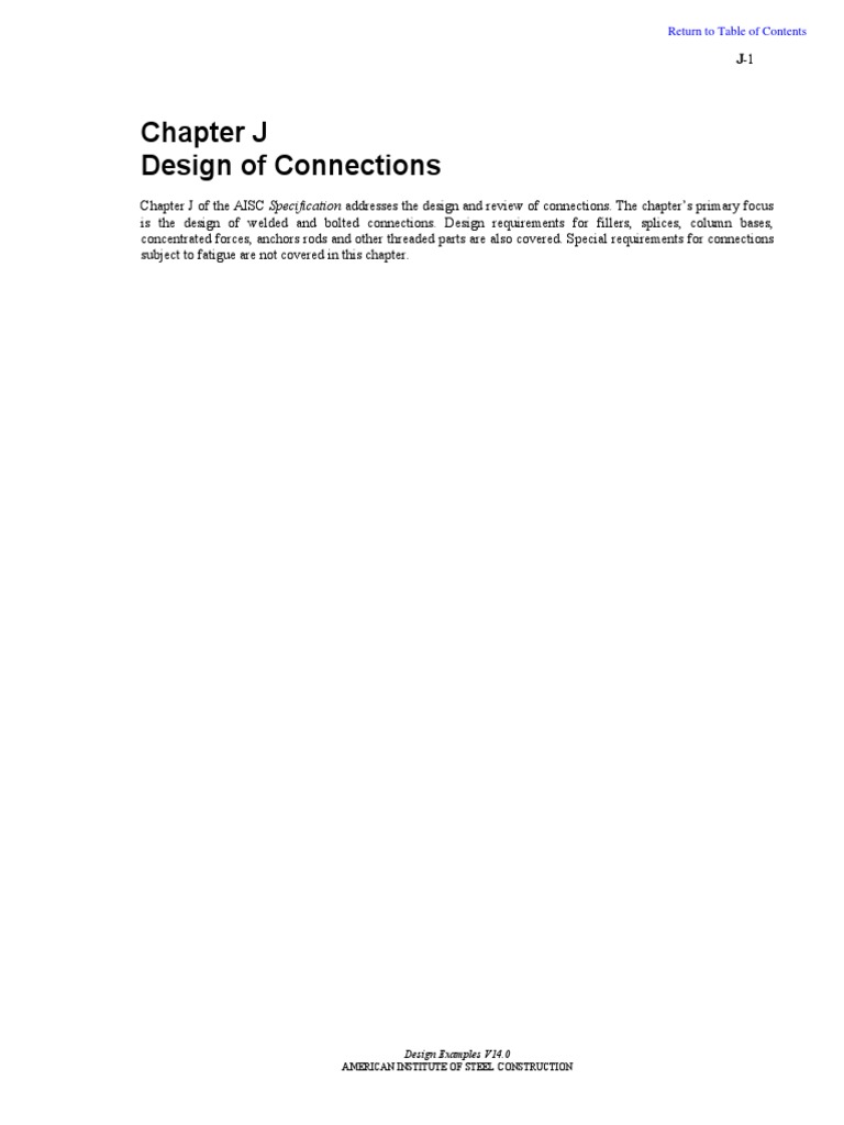 AISC 14th Ed Design Examples - Spec CH J | PDF | Screw | Welding