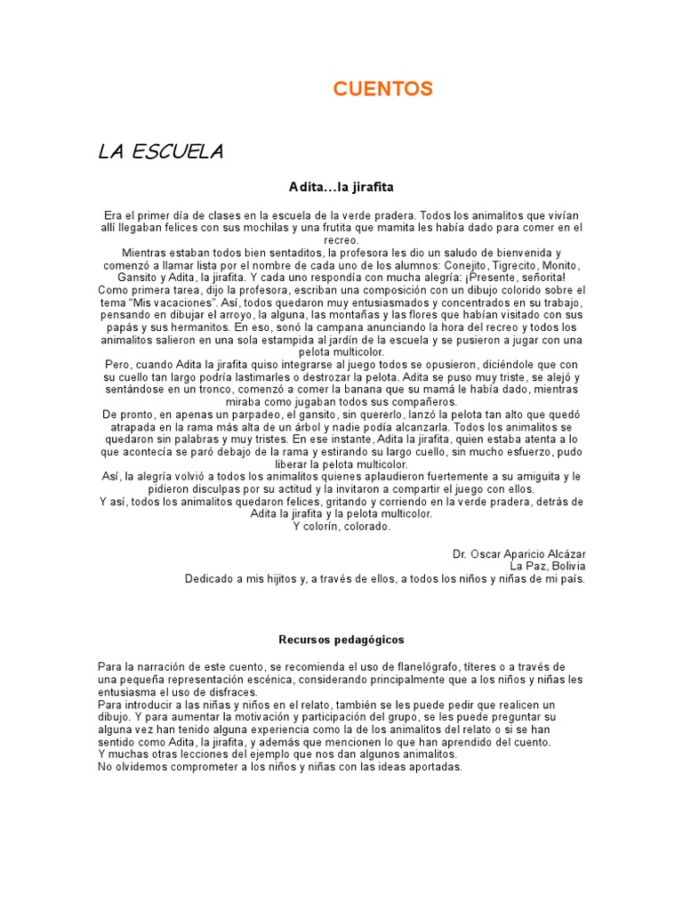 Cuentos Sobre La Escuela | PDF | Gatos | Dibujo