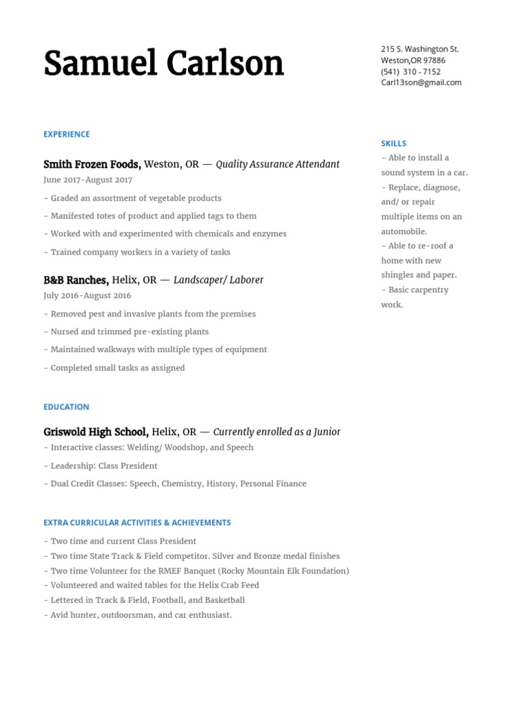Sam Carlson Resume | PDF