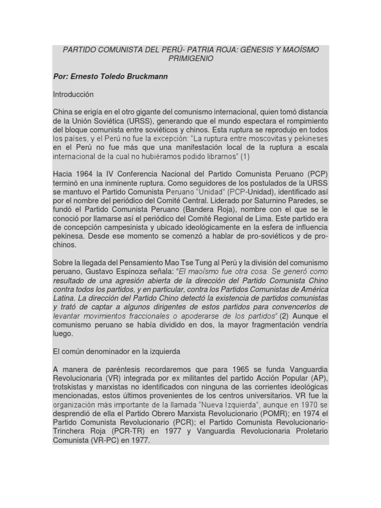Partido Comunista Del Perú | Descargar gratis PDF | Mao Zedong | Comunismo