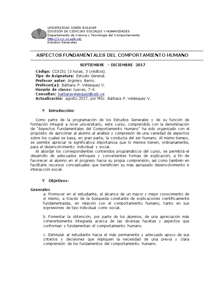 Programa AFCH Septiembre - Diciembre 2017 | PDF | Actitud (psicología ...