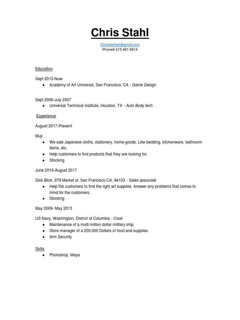 Chris Stahl Resume | PDF