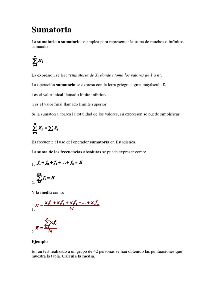 Sumatoria | PDF | Suma | Notación