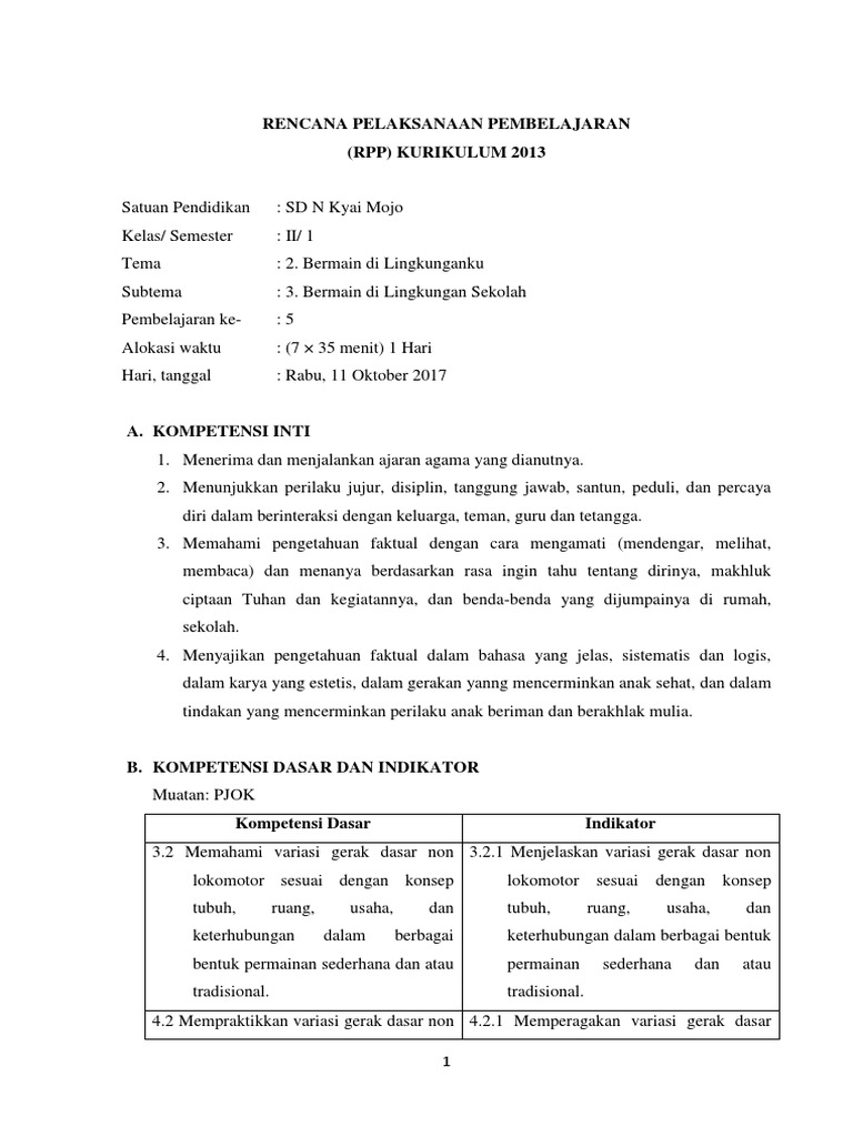 RPP Kelas 2 | PDF