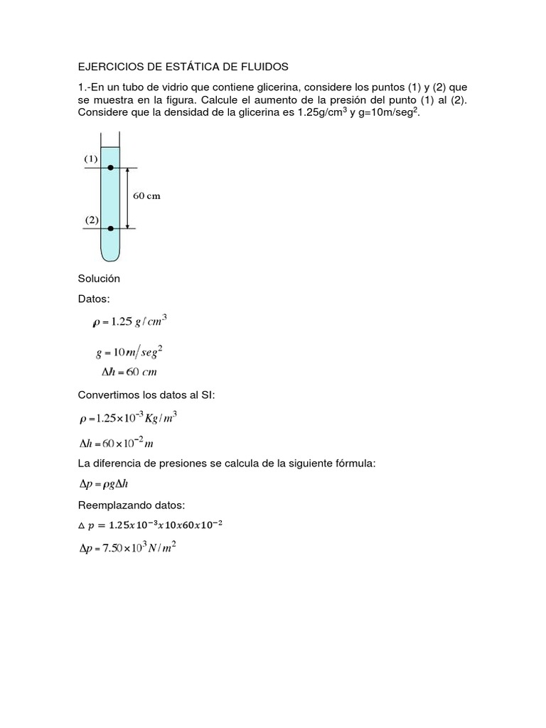 Ejercicios de Estática de Fluidos | PDF