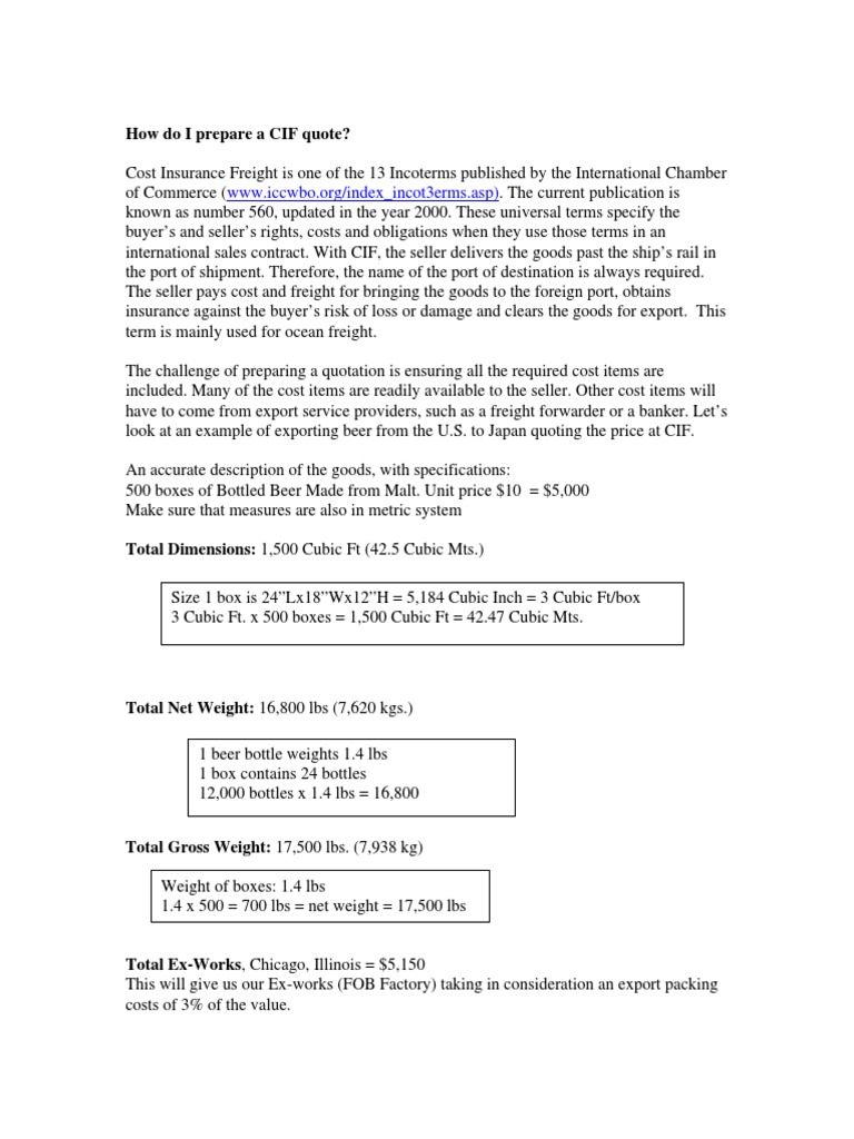 CIF | PDF | Cargo | Global Business Organization