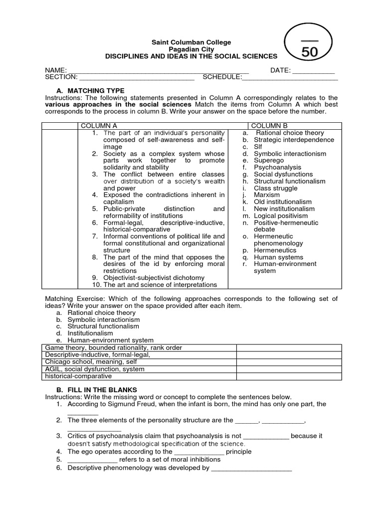 DISS Pre-Final Examination | PDF | Psychoanalysis | Id