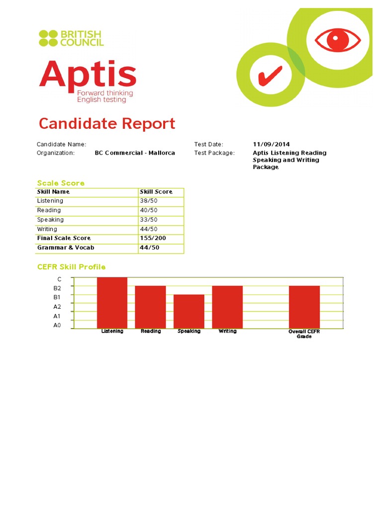 Aptis Certificate Template 0 | Speech | Sentence (Linguistics)