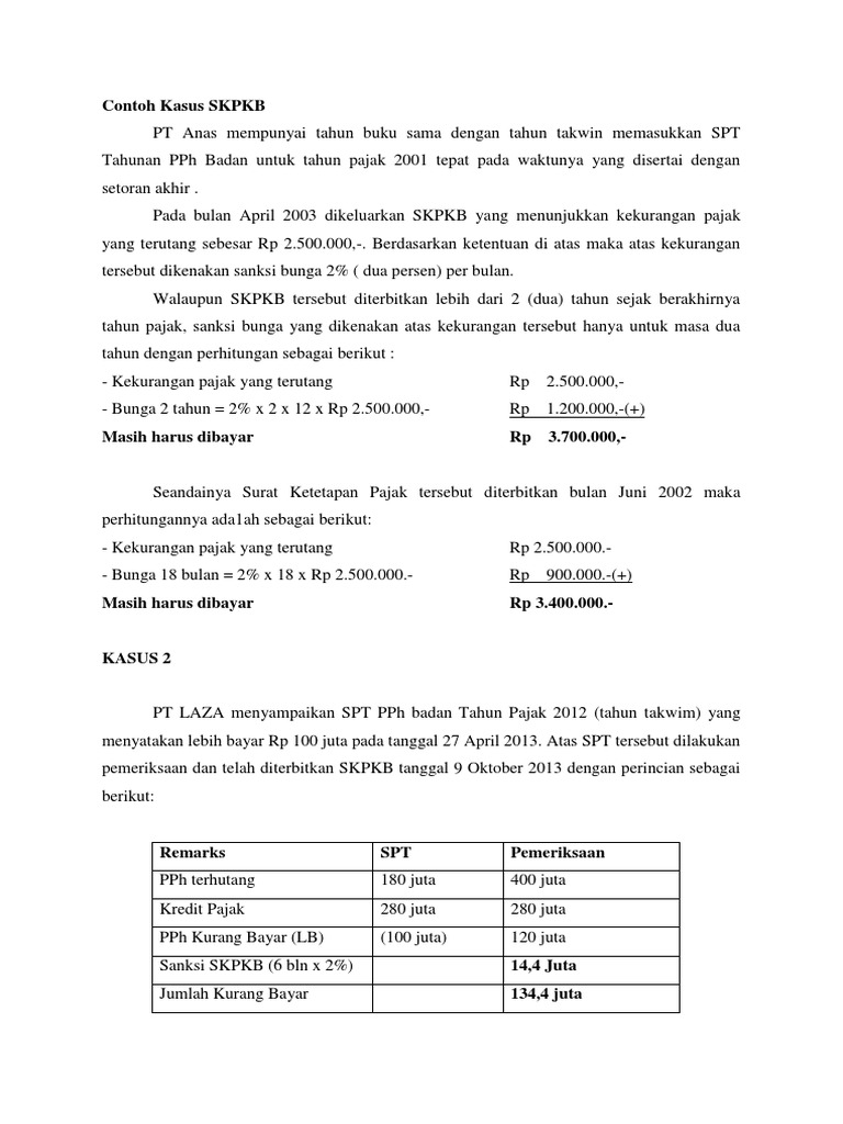 Contoh Kasus SKPKB | PDF | Bisnis | Hukum