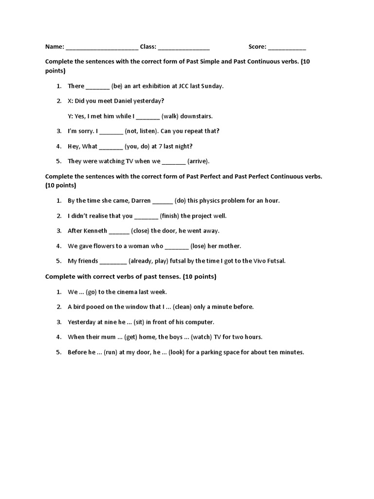 Assessment of Past Tense Verb Usage | PDF