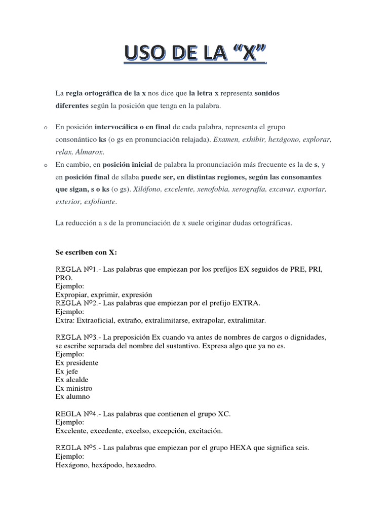 Uso de la X y CC en español | PDF | Onomástica | Unidades Semánticas