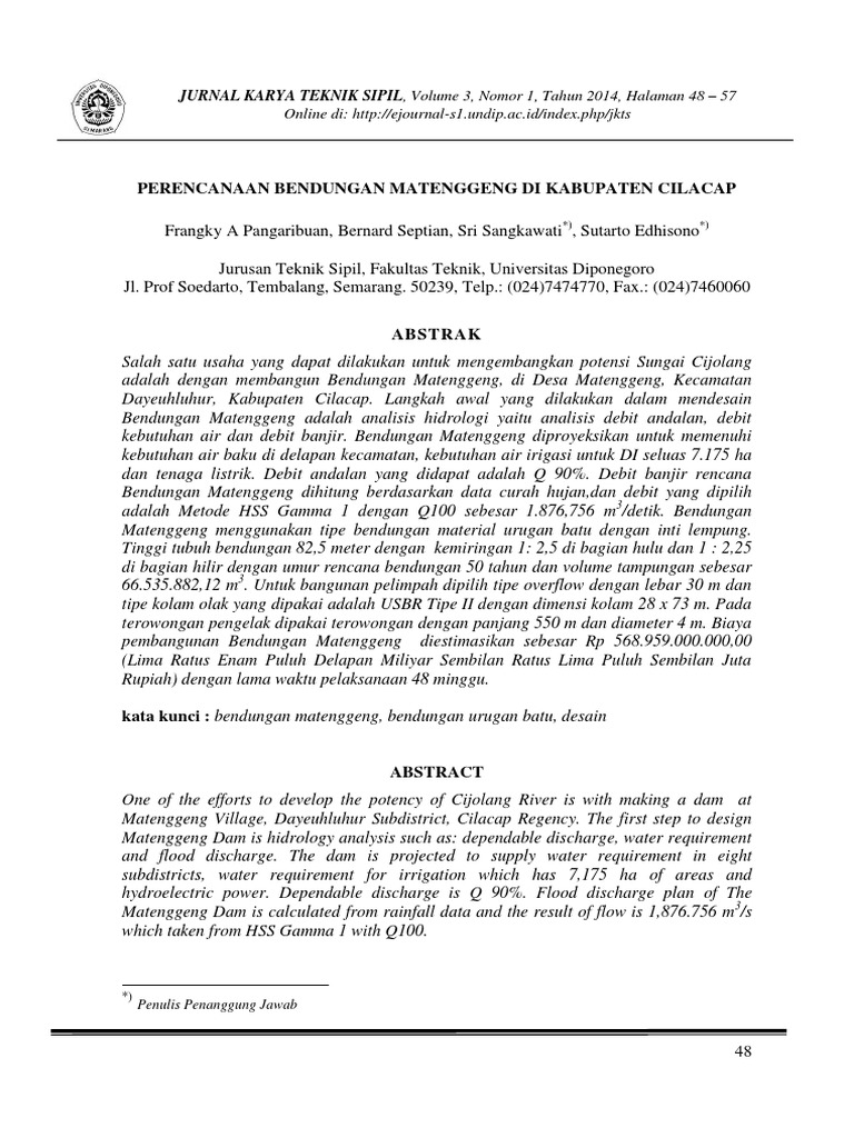 Jurnal Perencanaan Bendungan PDF | PDF