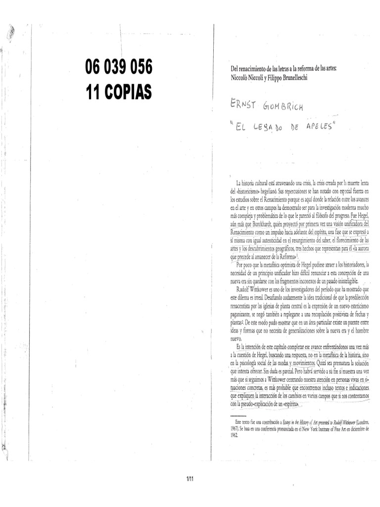 GOMBRICH - El Legado de Apeles PDF | PDF