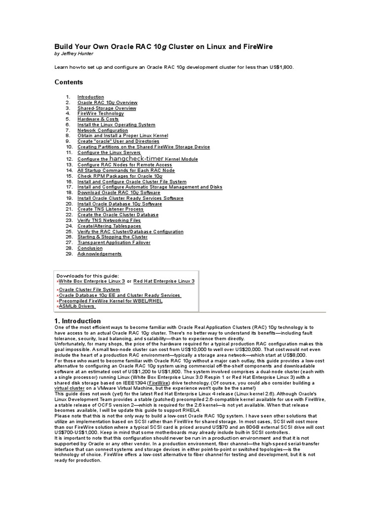 Build Your Own Oracle RAC 10g Cluster On Linux and FireWire | PDF | Oracle Database | Computer ...