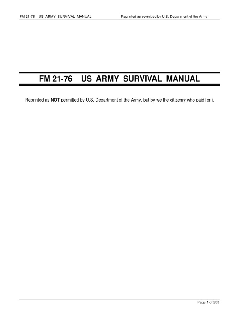 FM 21-76 Us Army Survival Manual | PDF | Survival Skills | Stress (Biology)