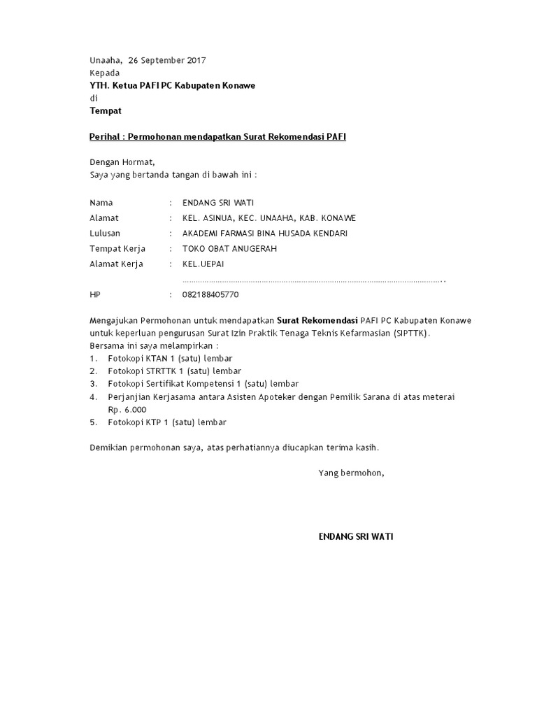 Surat Permohonan Rekom | PDF