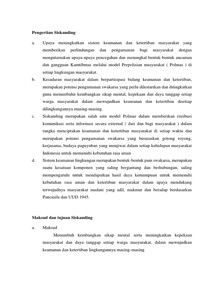 Pentingnya Siskamling di Masyarakat | PDF