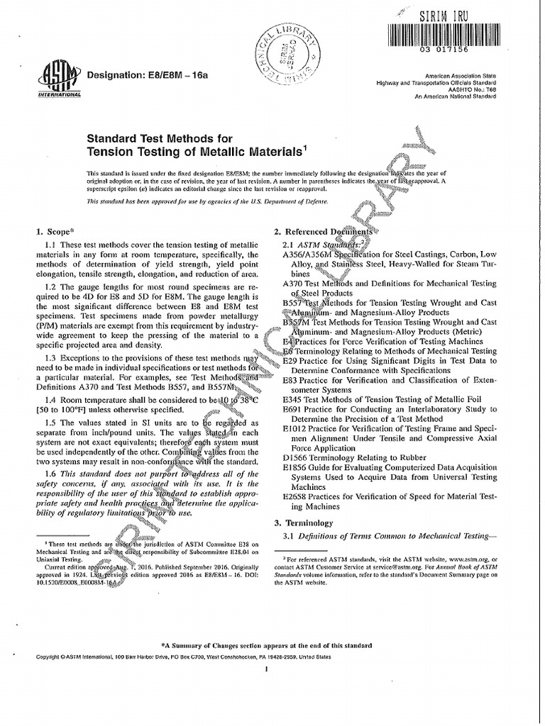 ASTM E8-16a | PDF