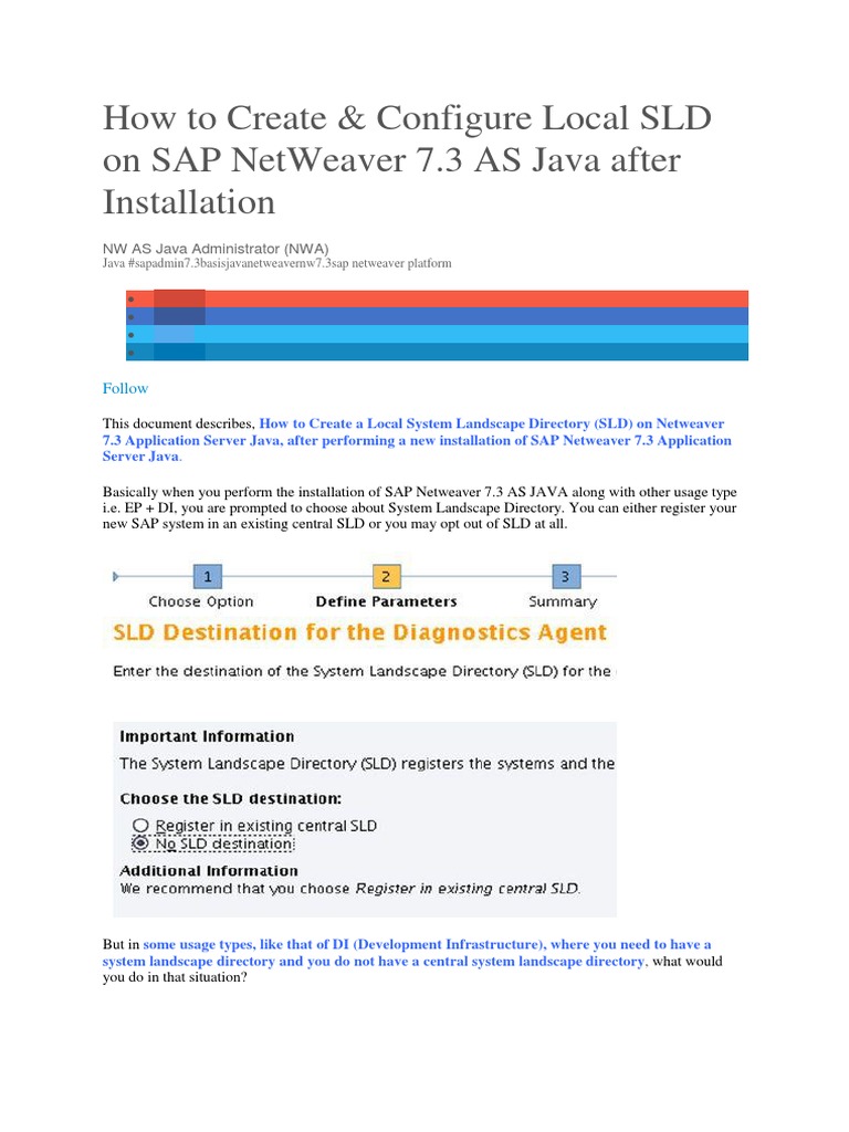 How To Create & Configure Local SLD On SAP NetWeaver 7.3 | PDF | Zip (File Format) | Java ...