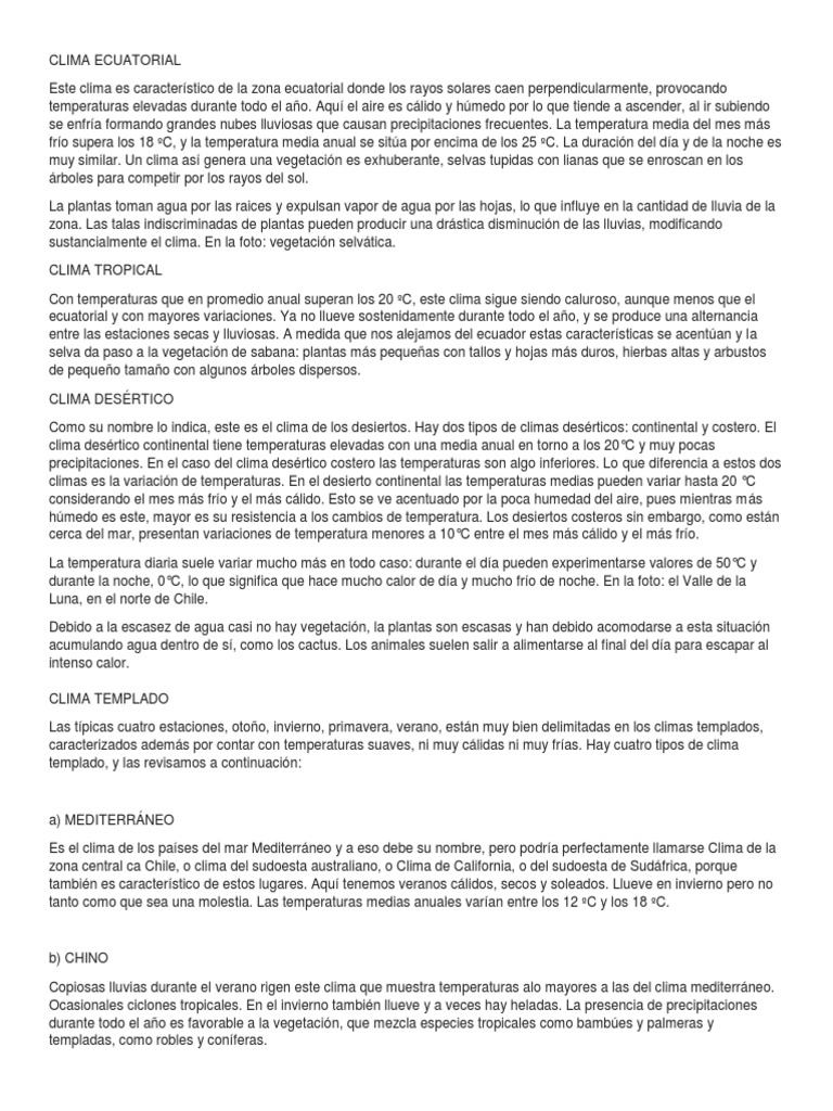 Clima Ecuatorial | PDF | Desierto | Clima