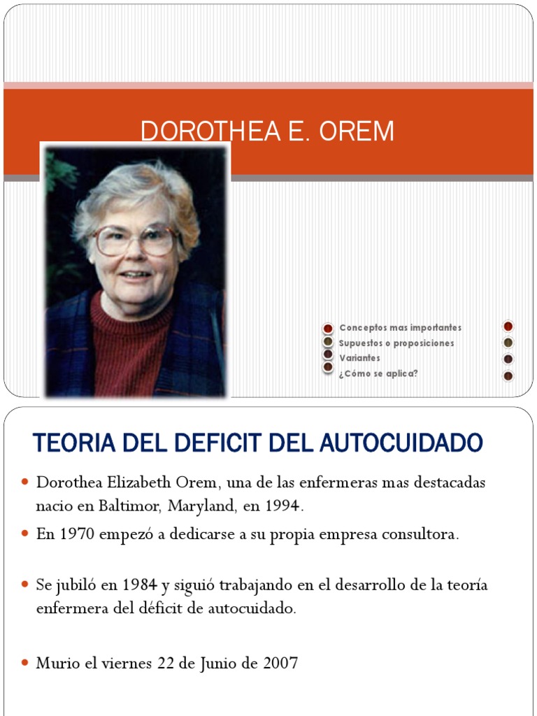 Dorotea Orem | PDF | Enfermería | Teoría