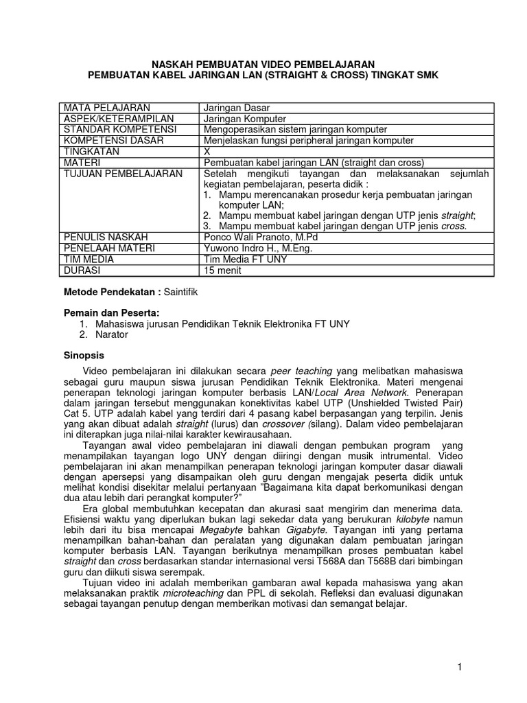 Contoh Naskah Video Pembelajaran | PDF | Seni | Teknologi & Rekayasa