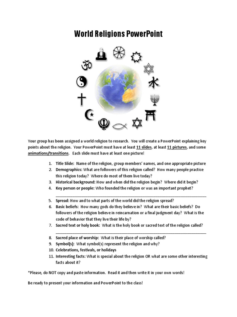 World Religions PowerPoint Project and Rubric | PDF | Sacred | Rubric ...
