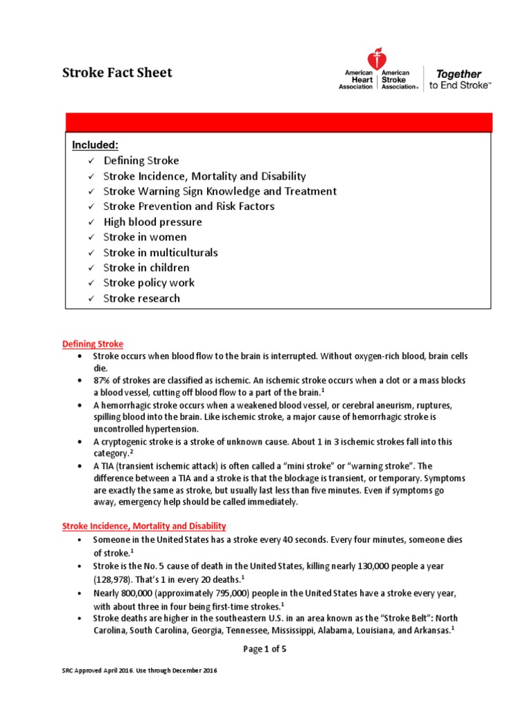 Stroke Fact Sheet: Included | PDF | Stroke | Hypertension