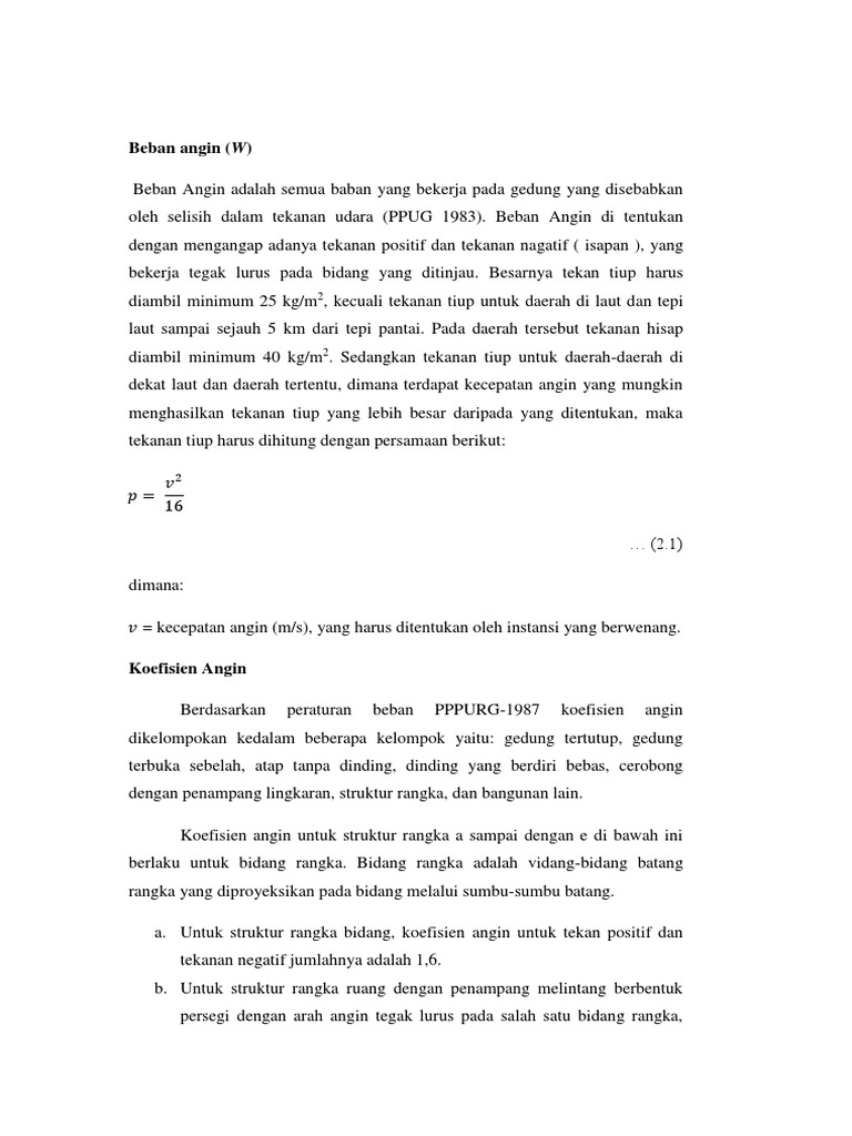 Perhitungan Beban Angin pada Bangunan | PDF