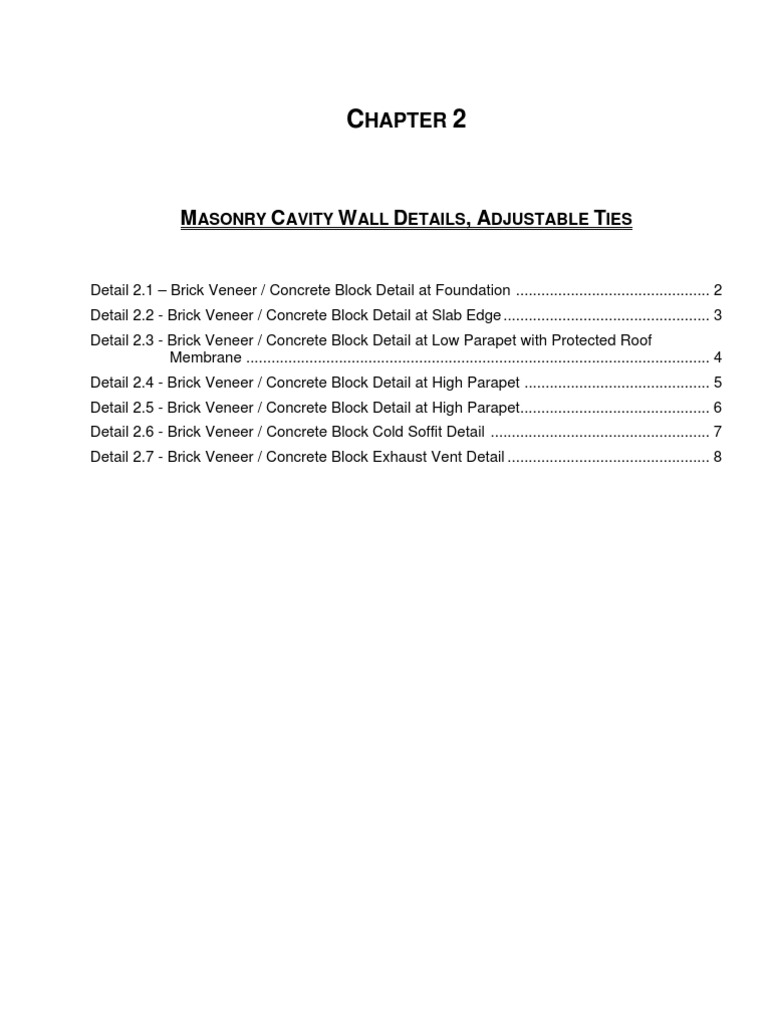 Hapter: Asonry Avity ALL Etails Djustable IES | PDF