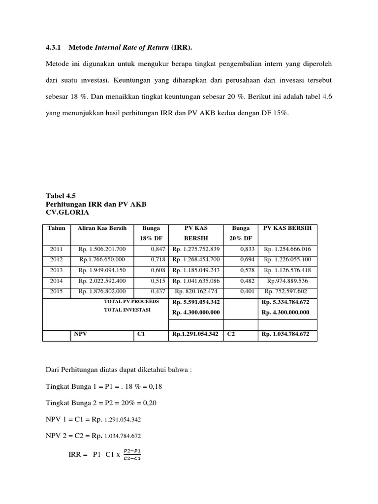 Metode Internal Rate of Return | PDF