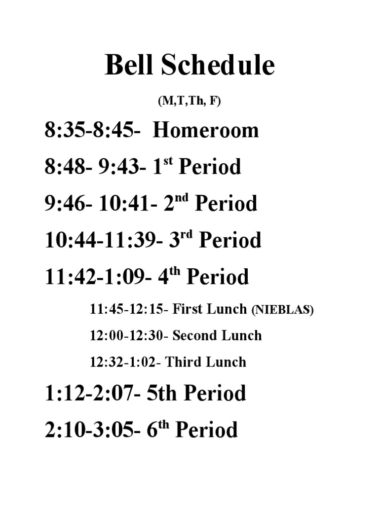 Bell Schedule | PDF | Social Science