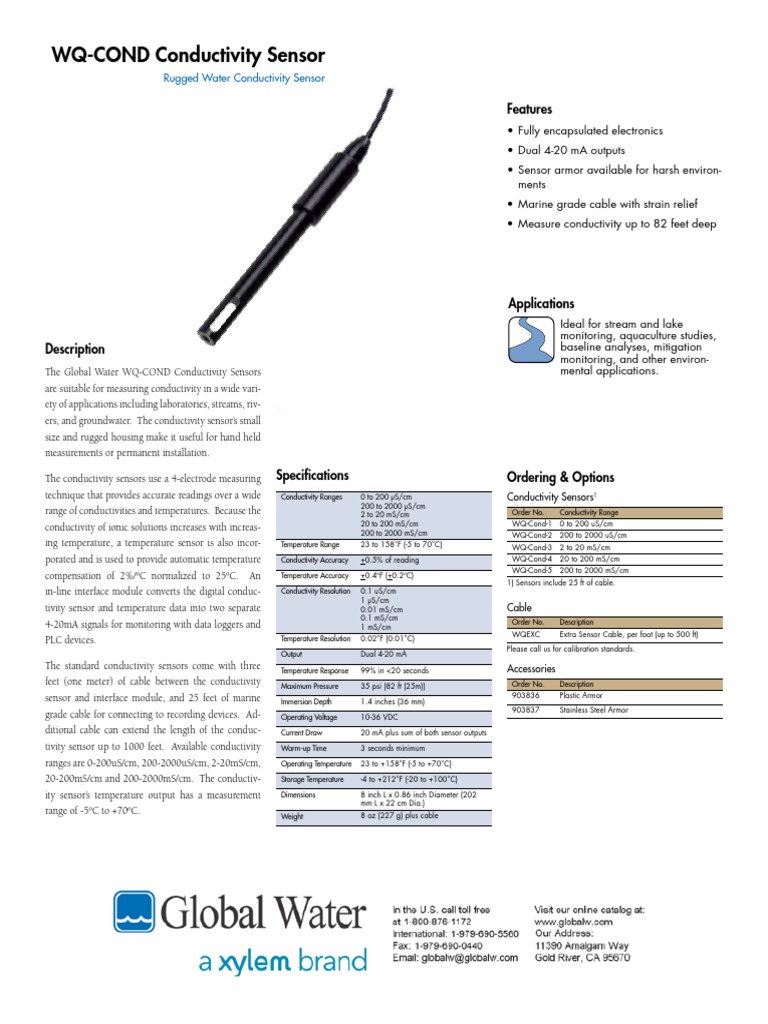 WQ Cond | PDF | Sensor | Electrical Engineering