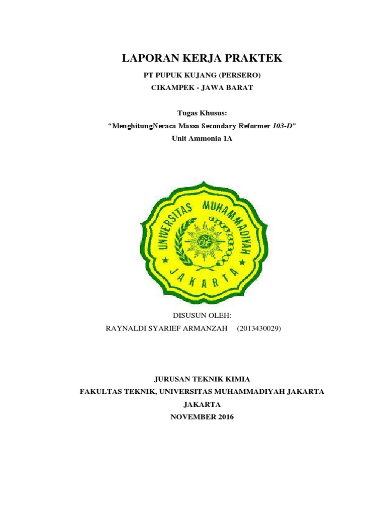 Neraca Massa Secondary Reformer 103-D | PDF