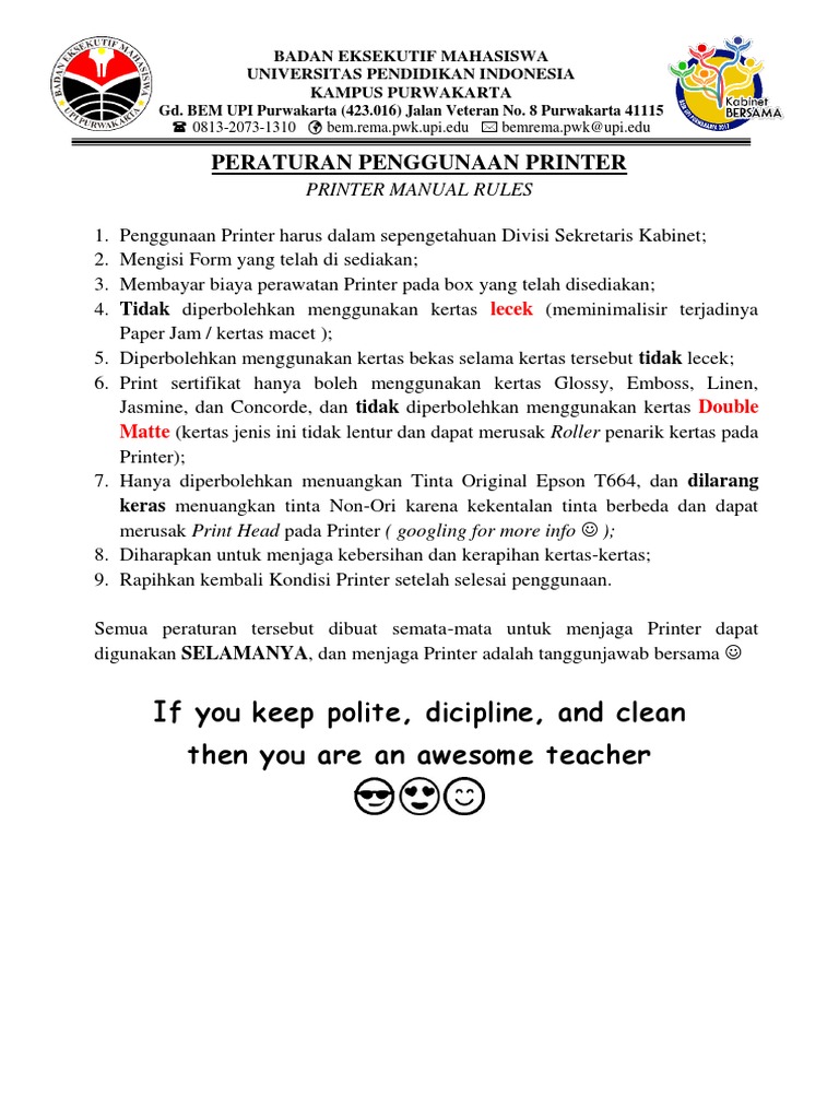 Printer Manual Rules | PDF