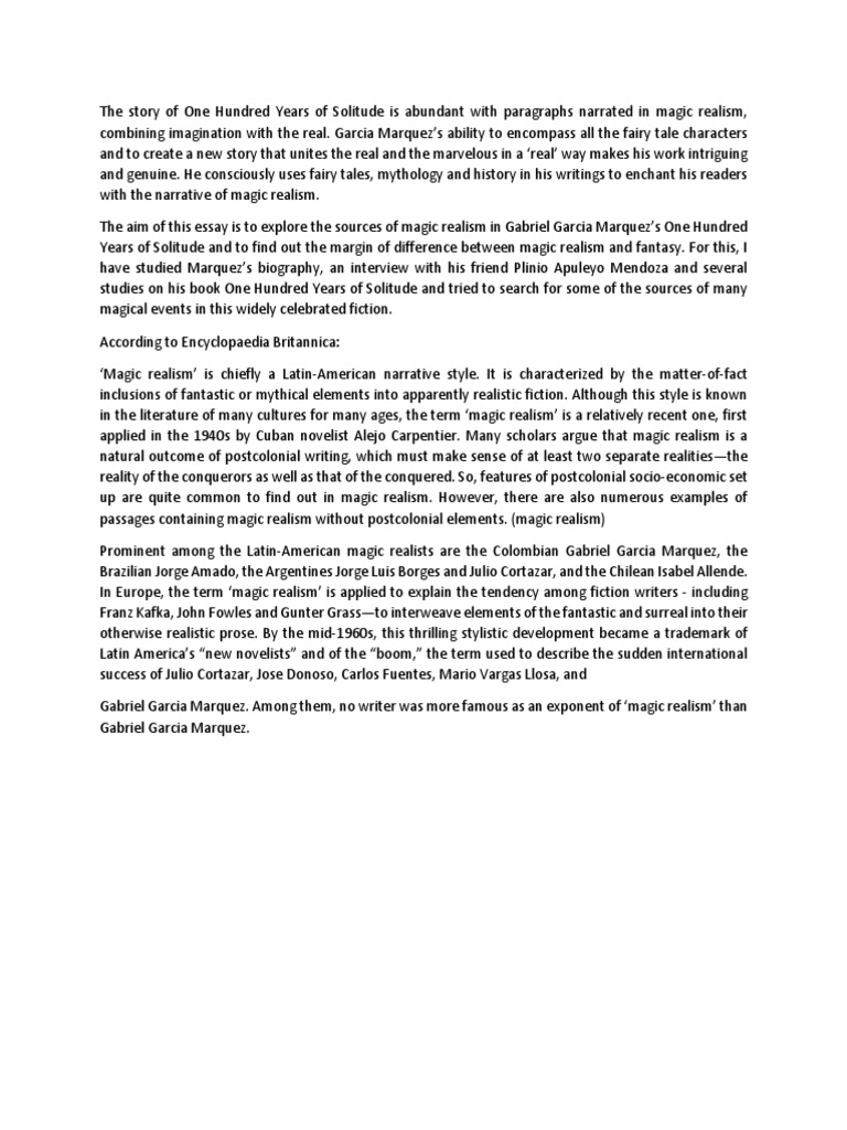 Sources of Magic Realism in Marquez | PDF | Gabriel García Márquez ...