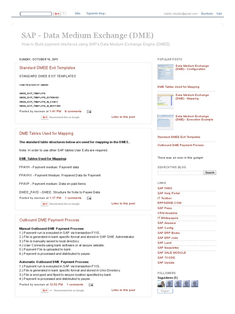 SAP - Data Medium Exchange (DME) | PDF | Payments | File Format