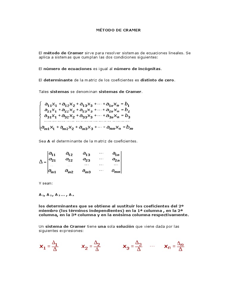 Método Cramer | PDF