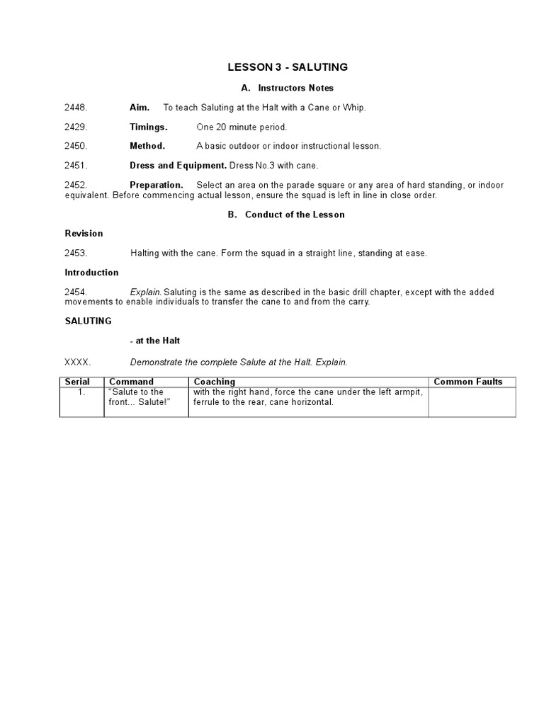 Lesson 03 Cane Drill | PDF | Military Science | Military