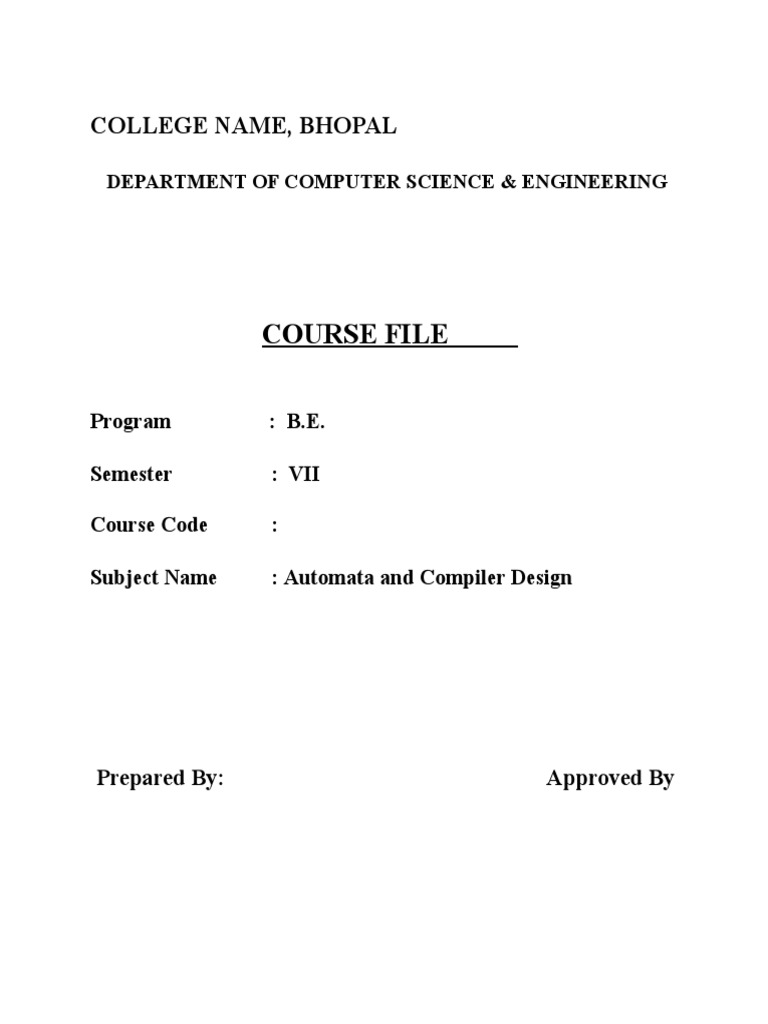 Course File Compiler Design | PDF | Parsing | Compiler Course File Compiler Design | PDF | Parsing | Compiler